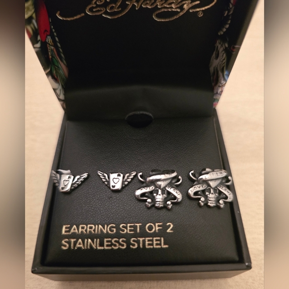 Ed Hardy | Accessories | Ed Hardy Silver Winged And Snake Earring Set ...